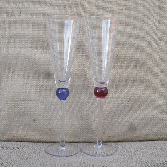 Vintage | Dining | Vintage Art Glass Tall Champagne Flute Set Of 2 ...